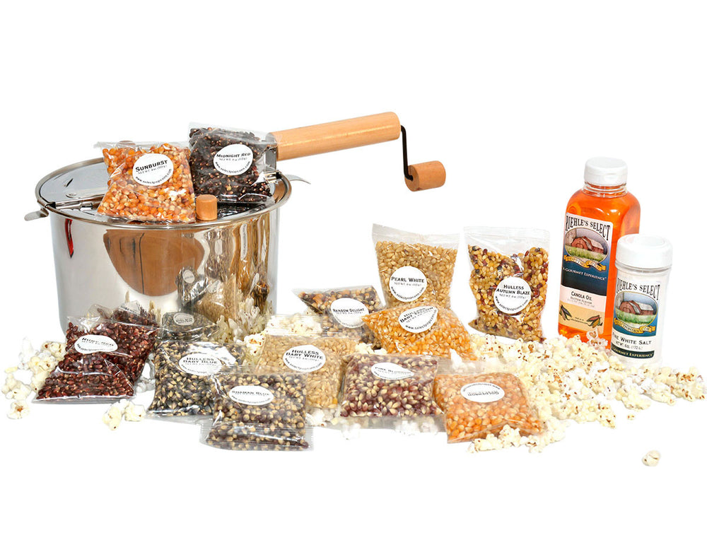 Stainless Steel Popper & Popcorn Sampler Set | Riehle's Select Popcorn